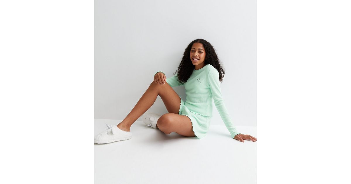 Girls Mint Green Ribbed Shorts Pyjama Set | New Look
