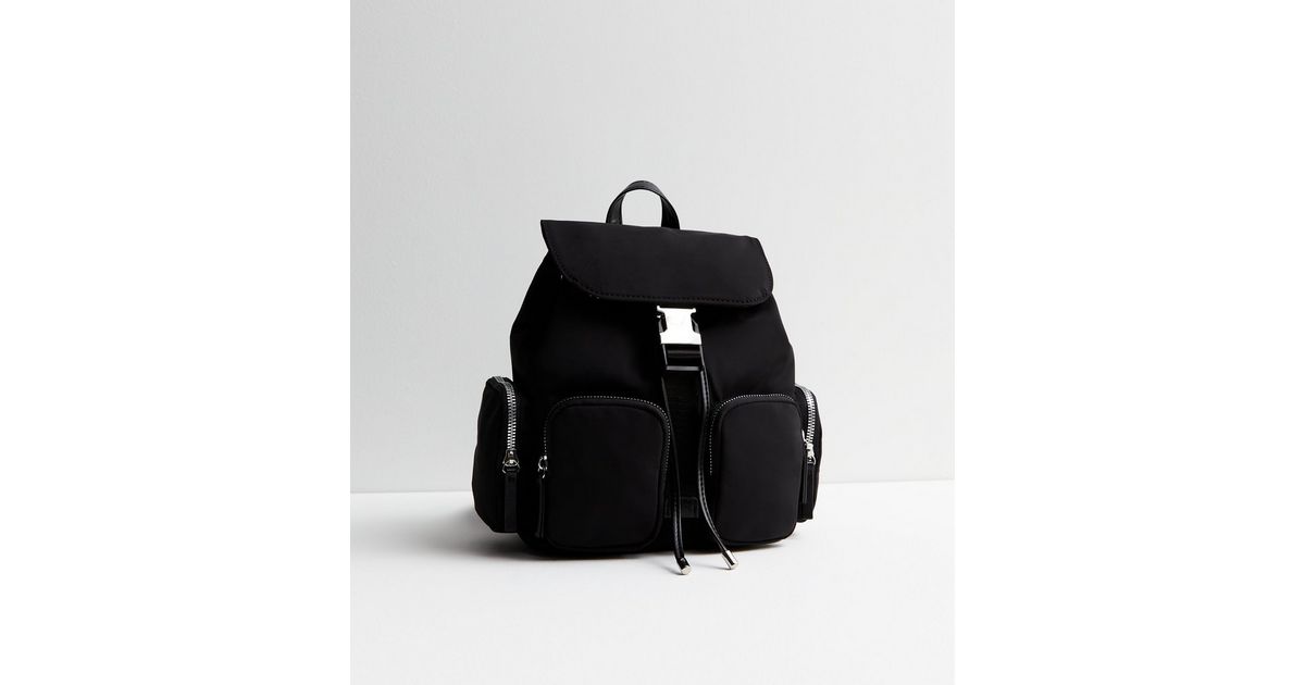 Black Utility Pocket Backpack | New Look