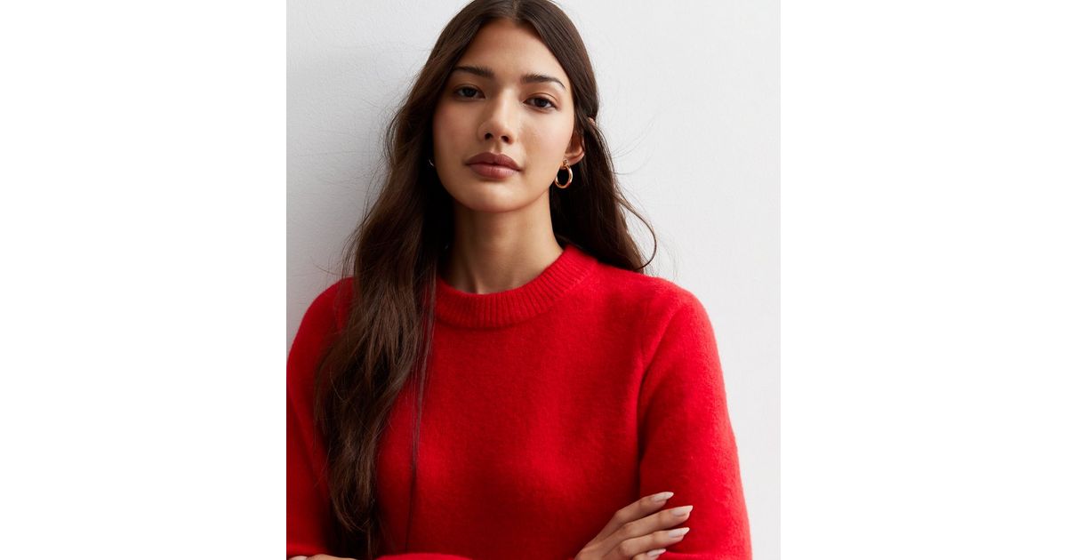 Dark Red Knit Crew Neck Jumper | New Look