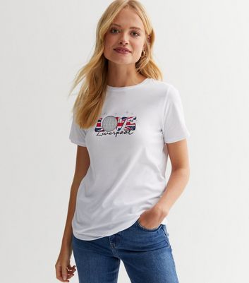 White Union Jack Love Liverpool Logo T-Shirt | New Look