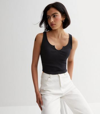 Black Notch Neck Crop Vest | New Look