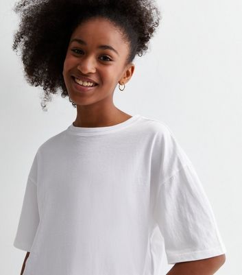 Girls White Cotton Boxy T-Shirt | New Look