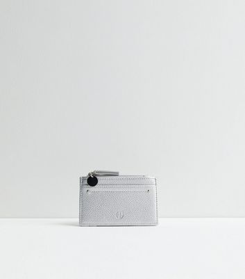 Silver Leather-Look Card Holder | New Look