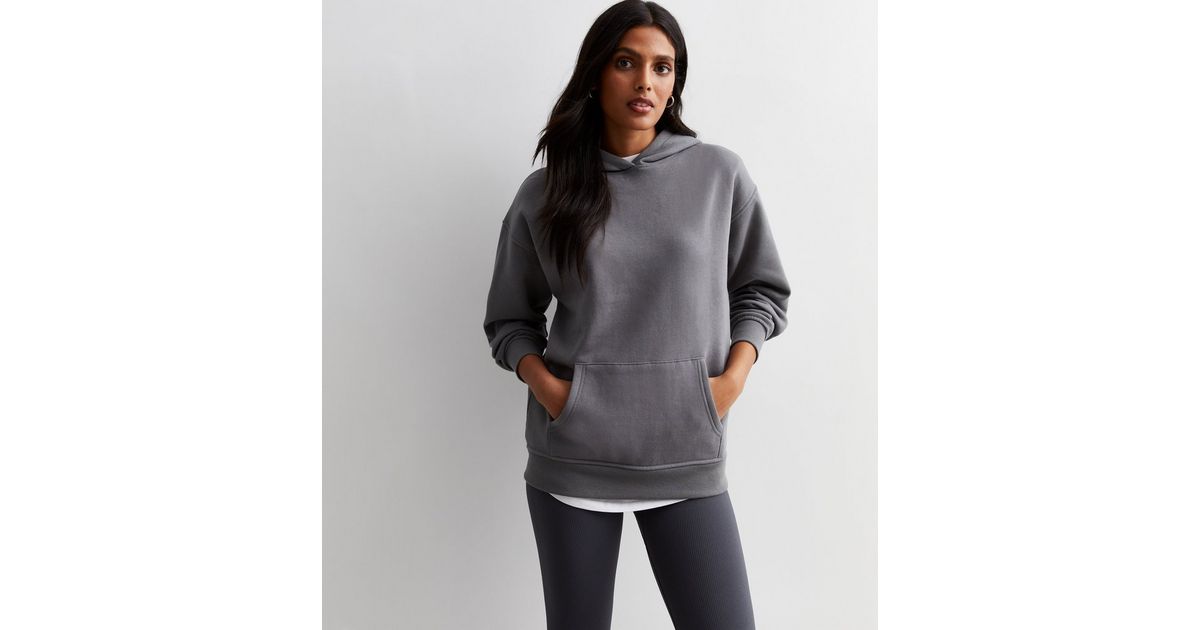 Dark Grey Pocket Front Hoodie | New Look