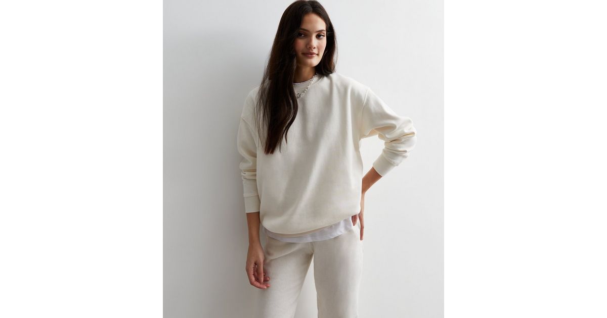 Off White Jersey Crew Neck Sweatshirt | New Look