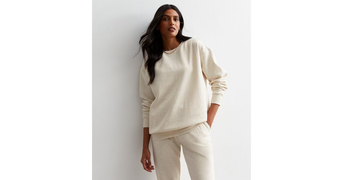 Cream Jersey Crew Neck Sweatshirt | New Look