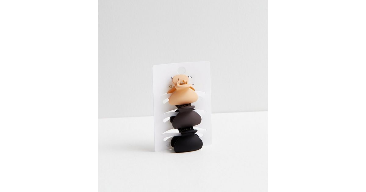 3 Pack Rust Matte Mini Hair Claw Clips | New Look