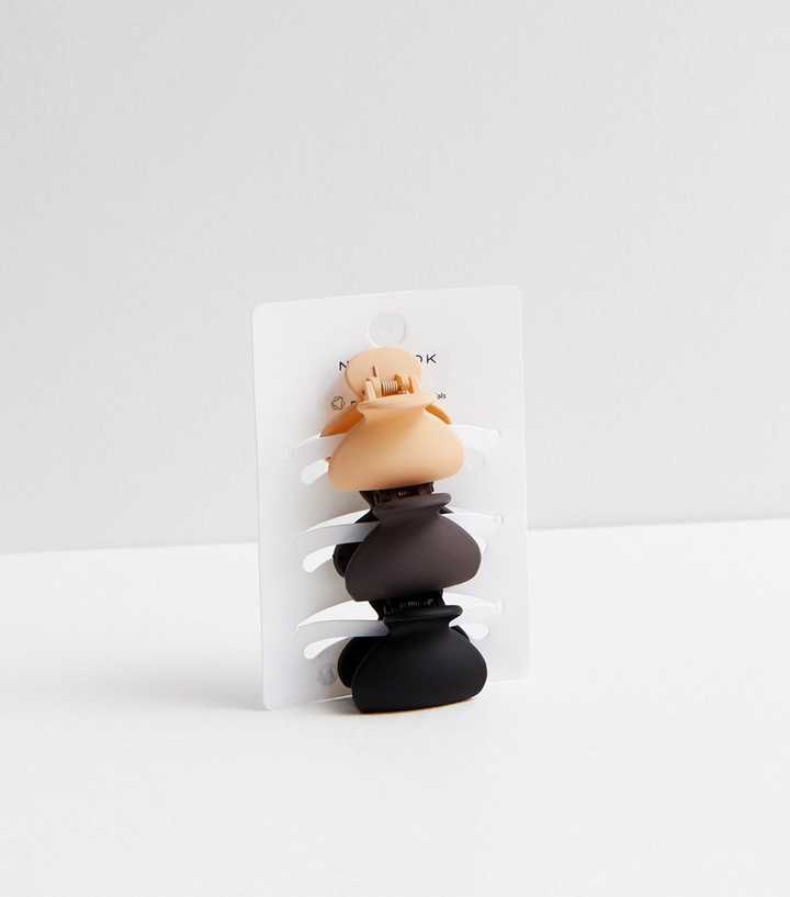 3 Pack Rust Matte Mini Hair Claw Clips | New Look