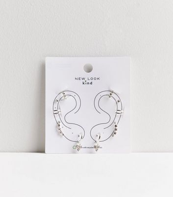 5 Pack Silver Mixed Diamanté Ear Party | New Look