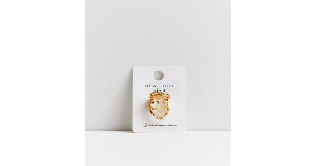 6 Pack Gold Diamanté Stacking Rings | New Look