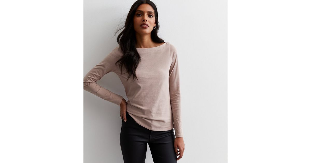 Mink Jersey Slash Neck Top | New Look