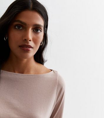 Mink Jersey Slash Neck Top | New Look