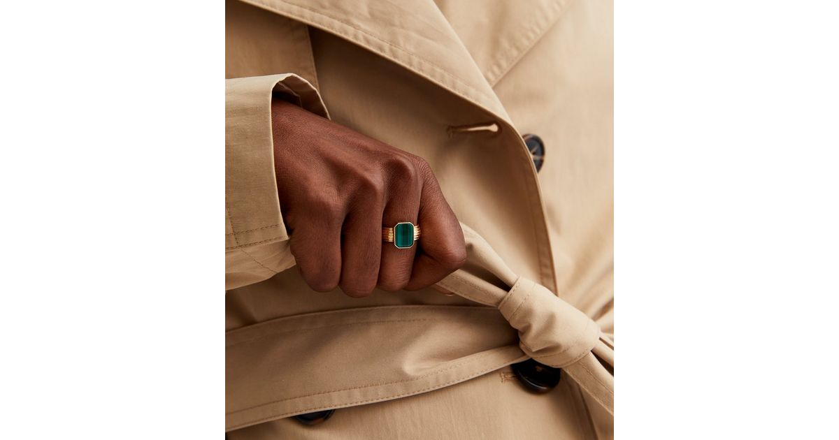 Green Faux Semi Precious Stone Ridge Ring | New Look