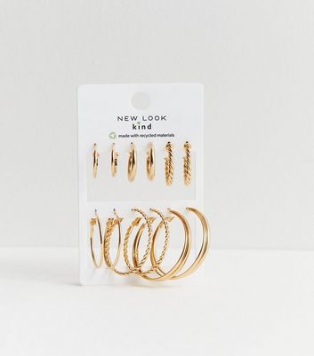 6 Pack Gold Mixed Size Hoop Earrings | New Look