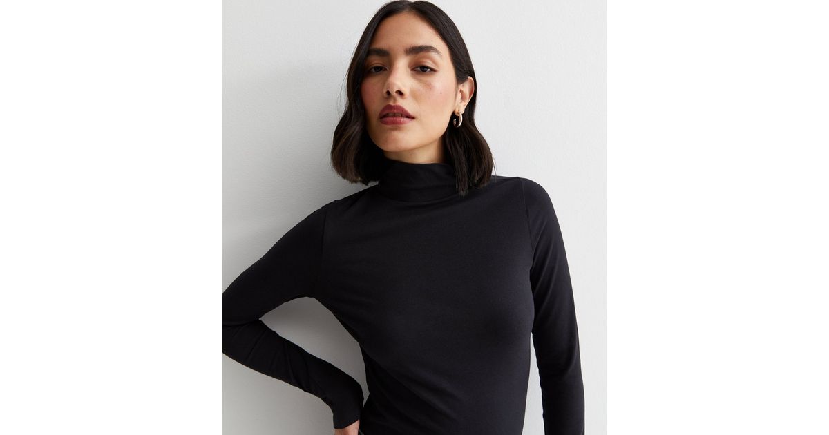 Black High Neck Long Sleeve Top | New Look