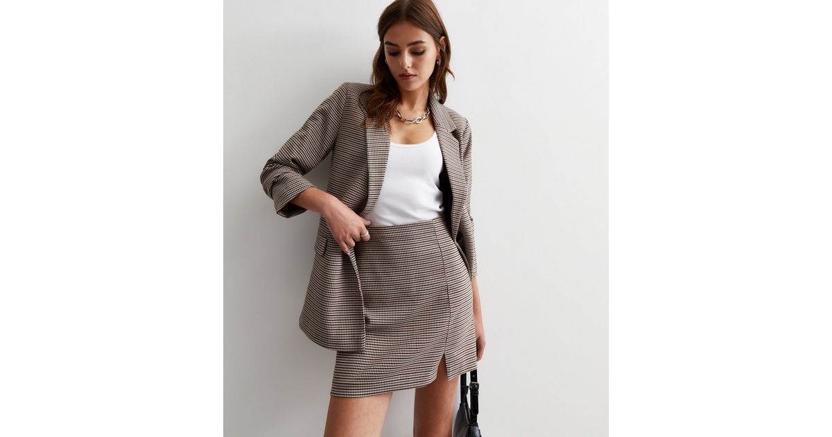 Brown Heritage Check Split Hem Mini Skirt | New Look