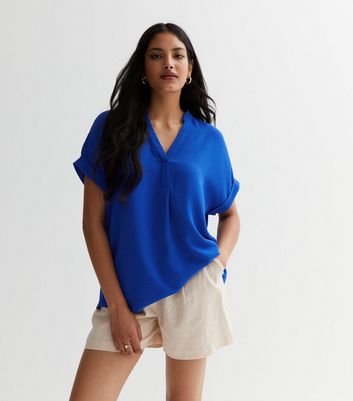 Bright Blue Short Sleeve Blouse | New Look