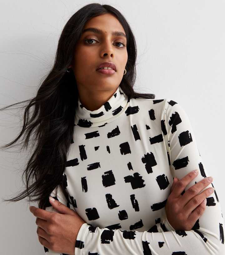 Off White Mark Making High Neck Top | New Look