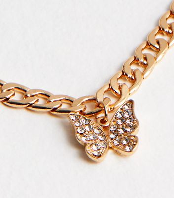 Gold Triple Butterfly Chain Necklace | New Look
