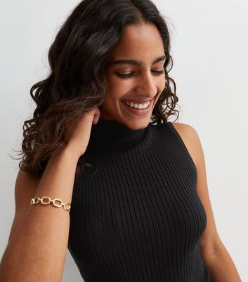 Petite Black Ribbed Jersey Split Hem Midaxi Dress | New Look