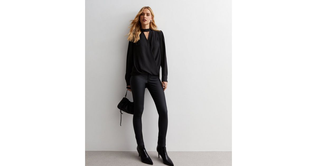 Black High Neck Keyhole Top | New Look