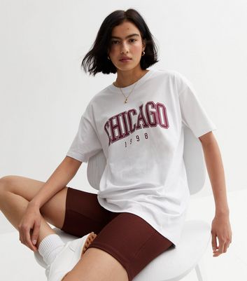 White Cotton Oversized Chicago Logo T-Shirt | New Look