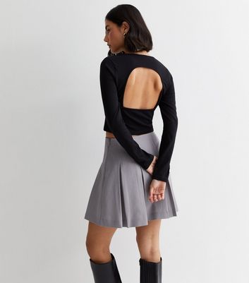 Black Backless Long Sleeve Crop Top | New Look