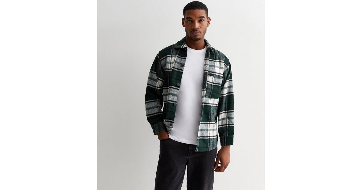 Jack & Jones Dark Green Check Overshirt | New Look