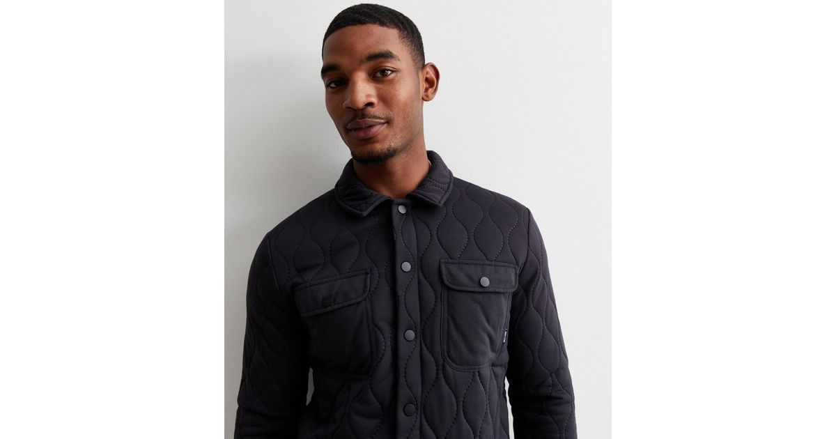 Only & Sons Navy Quilted Long Sleeve Jacket | New Look