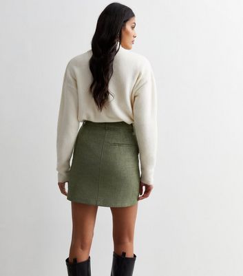 High waisted khaki skirt store