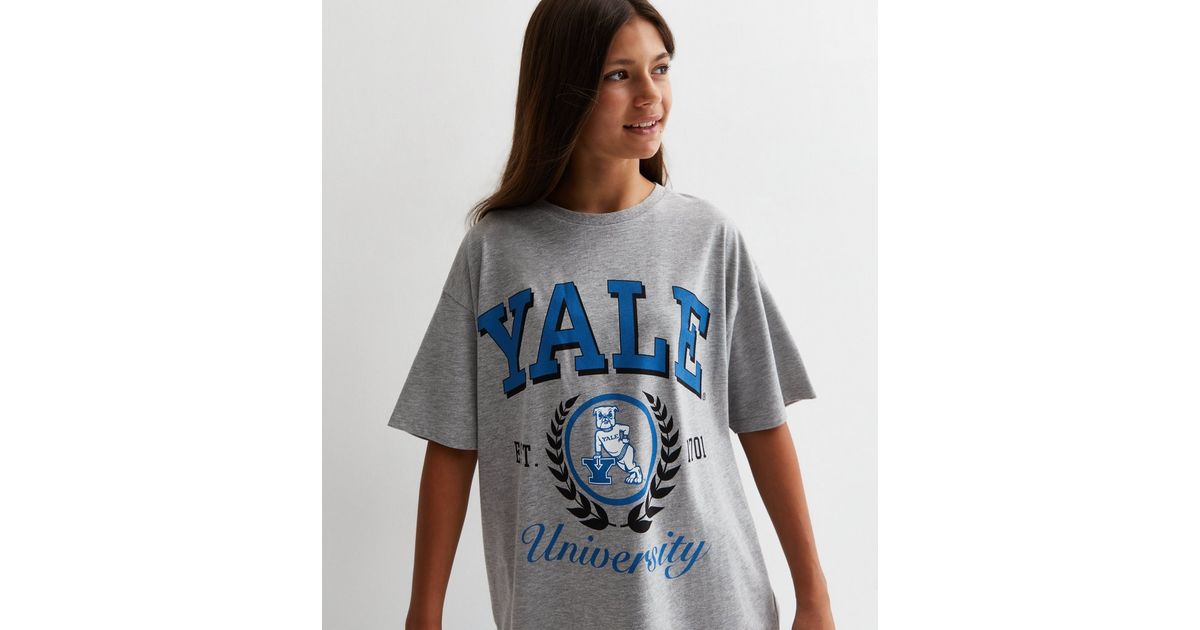 Girls Grey Yale Logo Oversized T-Shirt | New Look