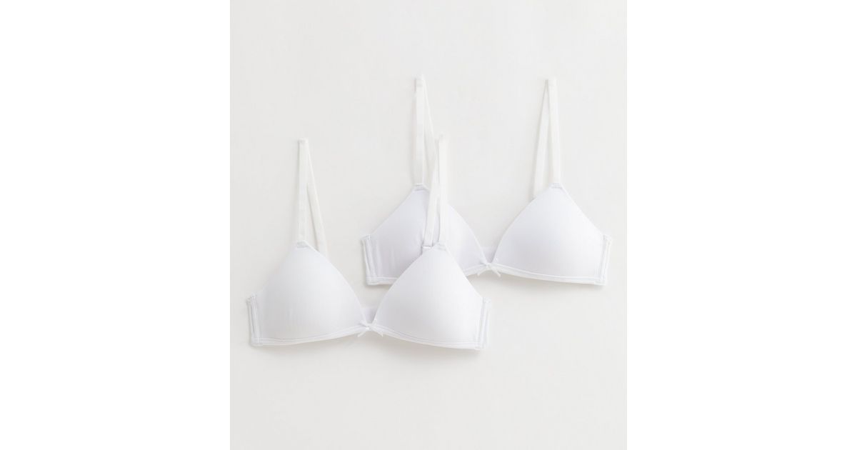 Girls 2 Pack White Non Wired Triangle Bras | New Look