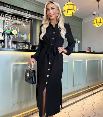 AX Paris Black Belted Midi Shirt Dress | New Look