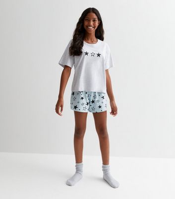 Girls Light Grey Short Pyjama Set with Star Print | New Look