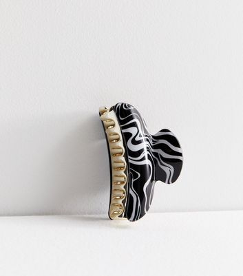 Black Marble Hair Claw Clip | New Look