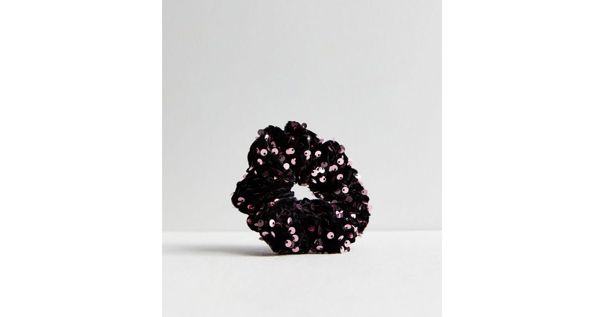Pink Sequin Velvet Scrunchie | New Look