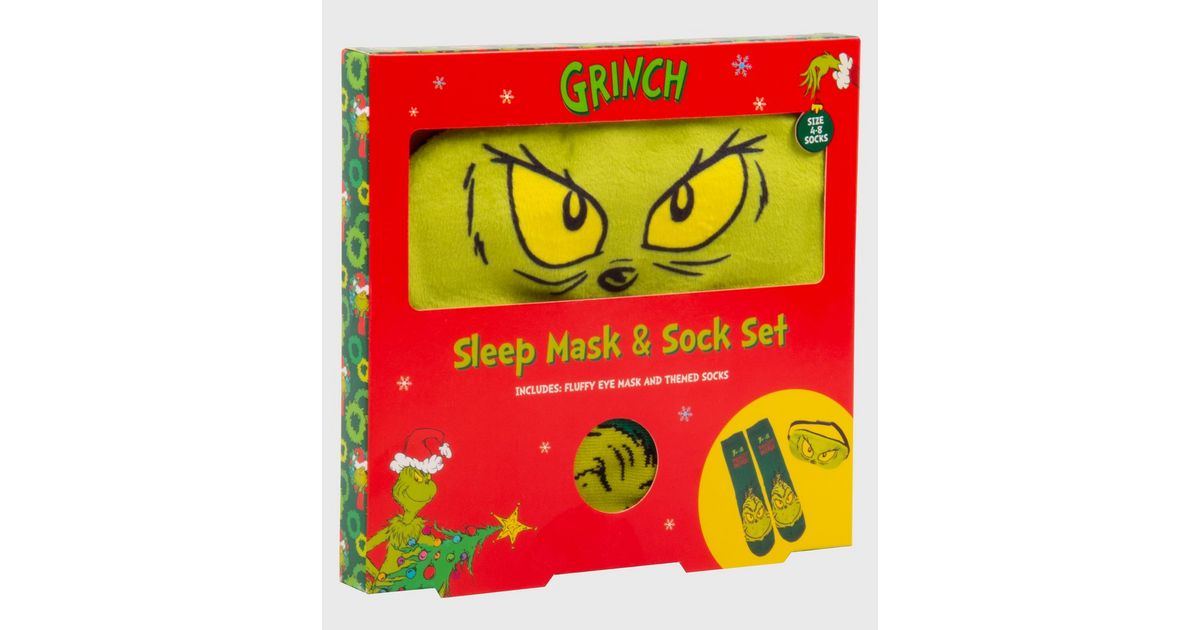 Fizz Creations Green The Grinch Sleep Mask and Socks Set | New Look
