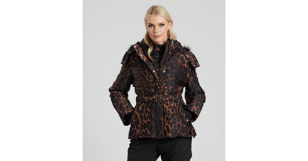 South Beach Brown Leopard Print Padded Ski Jacket | New Look