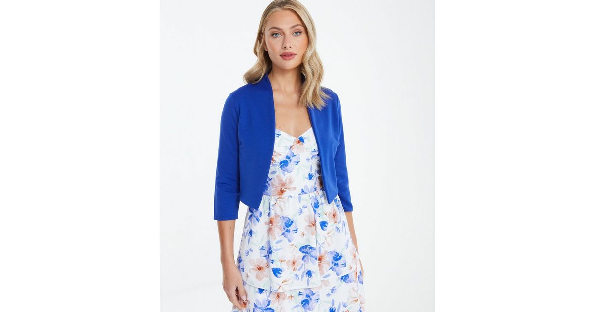 QUIZ Blue Crop Blazer | New Look