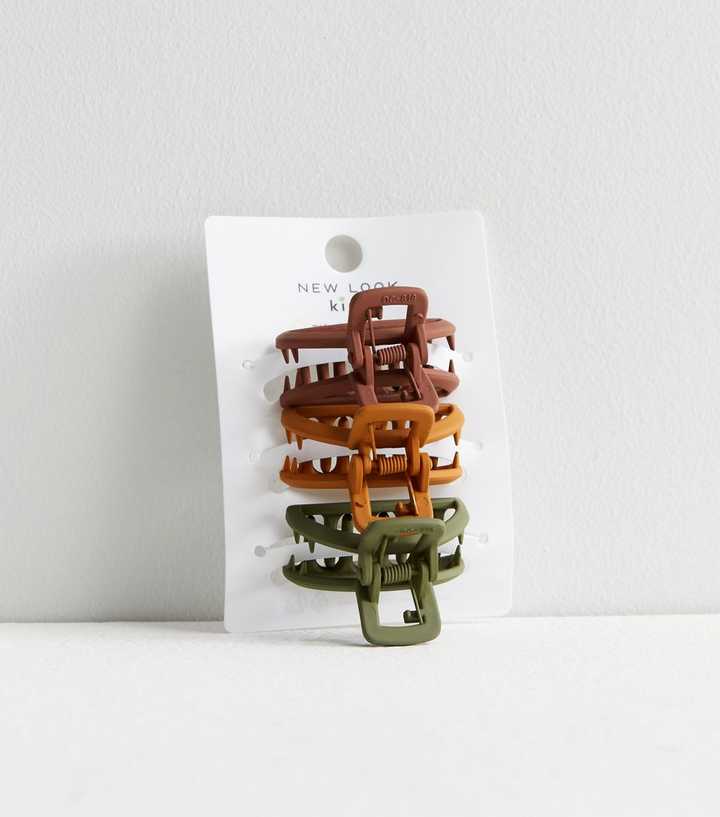 3 Pack Multicoloured Matte Mini Bulldog Claw Hair Clips | New Look