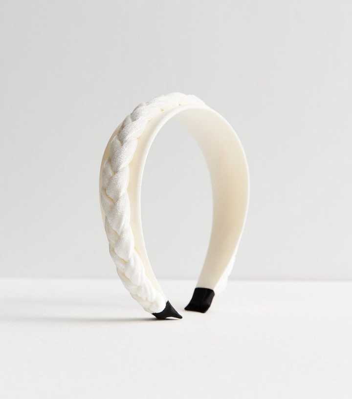 White Velvet Plaited Headband | New Look