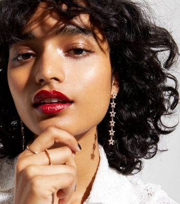 Gold Diamanté Star Drop Earrings | New Look