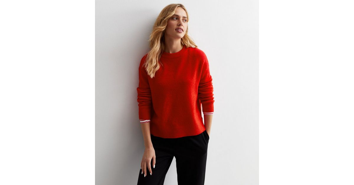 Red Knit Crew Neck Jumper | New Look