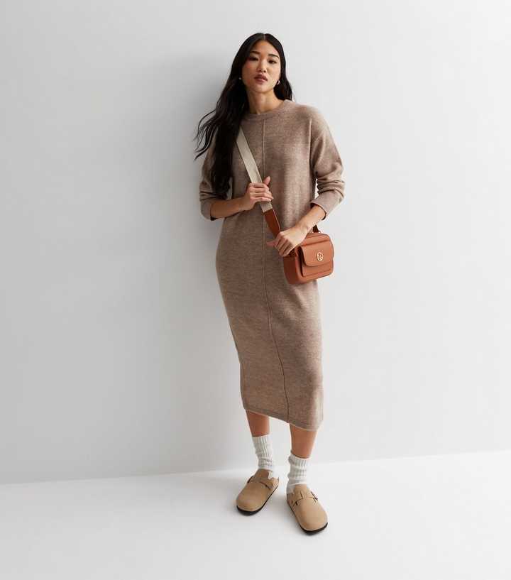 Mink Knit Seam Front Maxi Dress | New Look