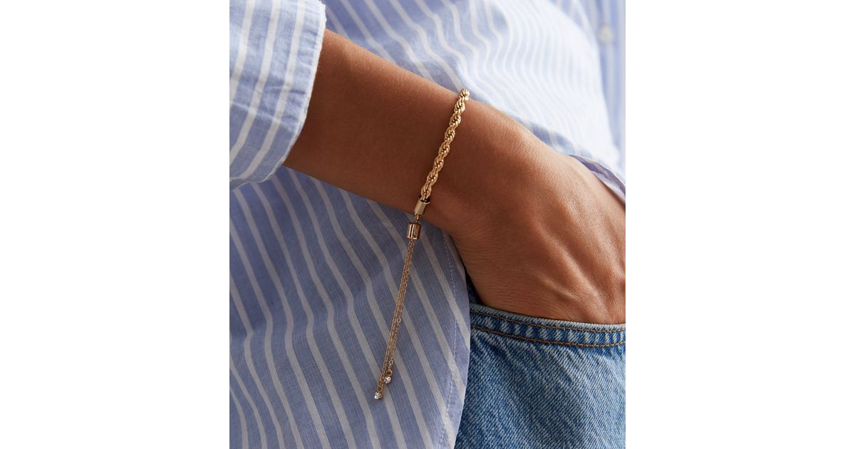Gold Rope Chain Toggle Bracelet | New Look