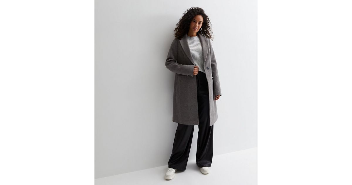 Tall Grey Lined Formal Long Coat | New Look