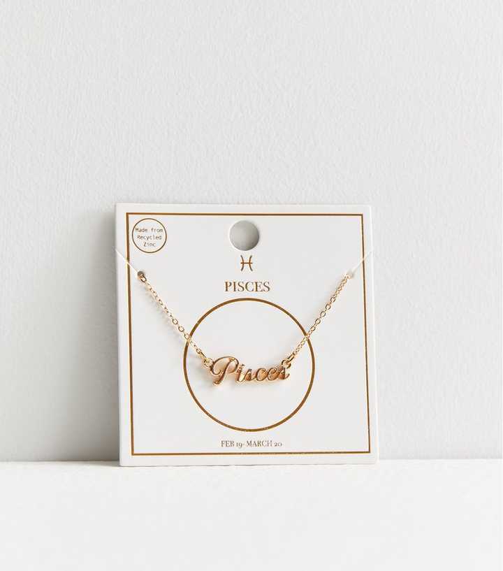 Gold Pisces Star Sign Necklace | New Look