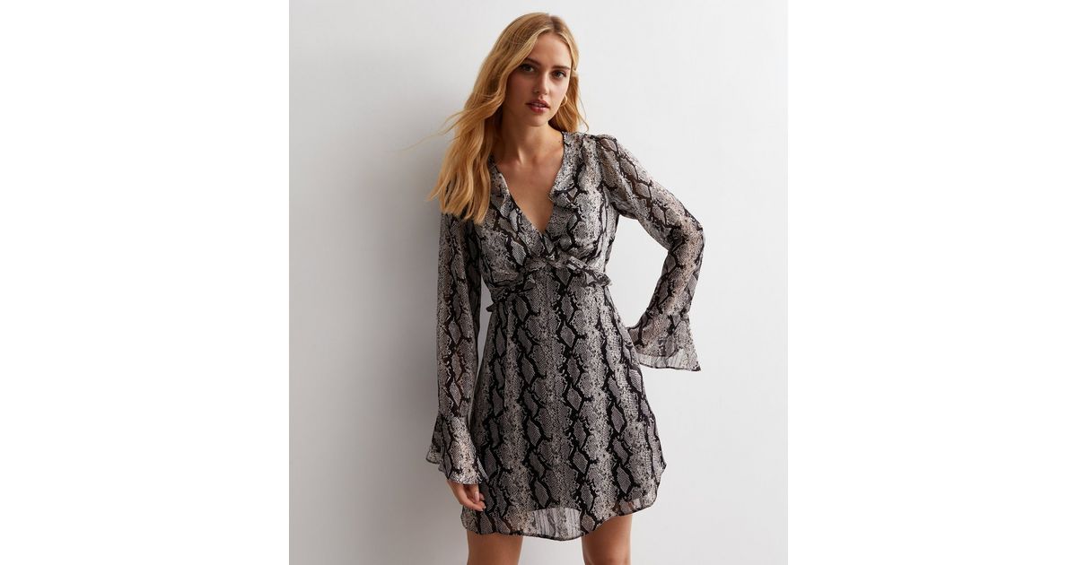 Black Snake Print Mini Tea Dress | New Look