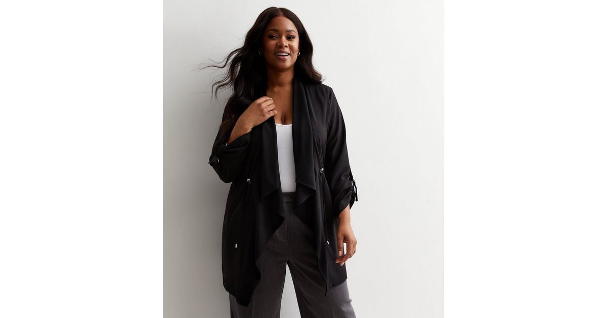 Curves Black Waterfall Duster Jacket | New Look