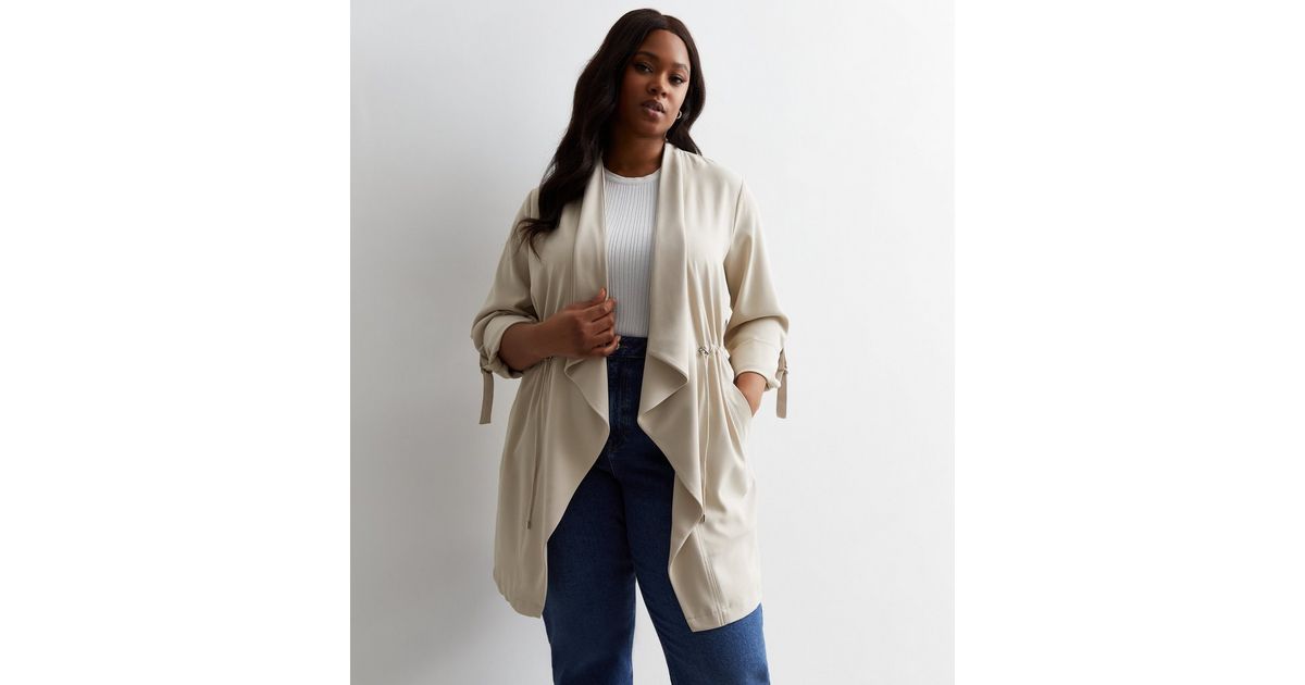 Curves Stone Waterfall Duster Jacket | New Look